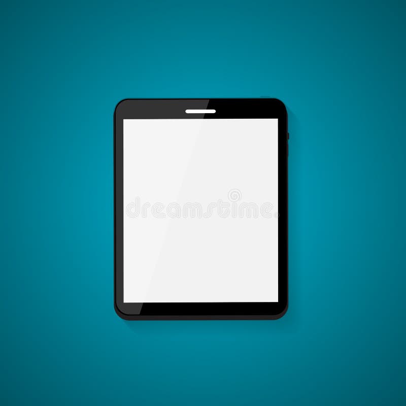 Abstract Design Realistic Tablet with Blank Screen on Blue Background ...