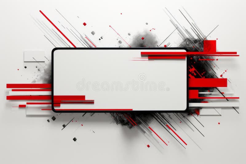 An Abstract Design with Red and Black Lines on a White Background Stock ...