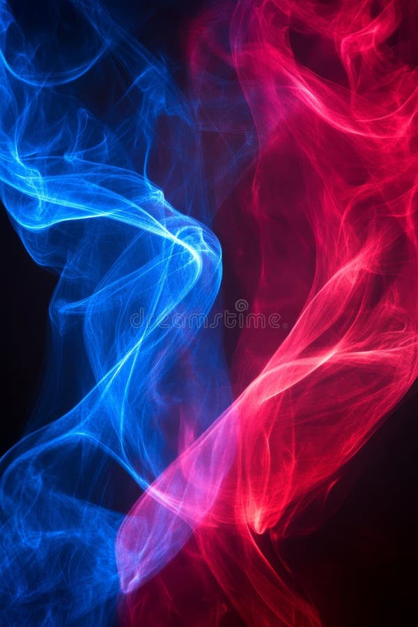 Abstract Design with Red and Blue Light Waves Set Against a Dark ...