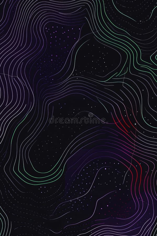 An Abstract Design with Red, Green, and Violet Elements on Black and ...
