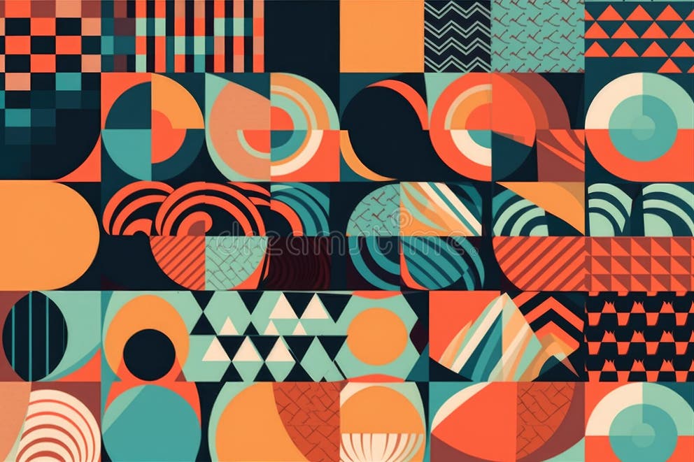 Abstract Design with Repeating Patterns of Geometric Shapes Stock ...