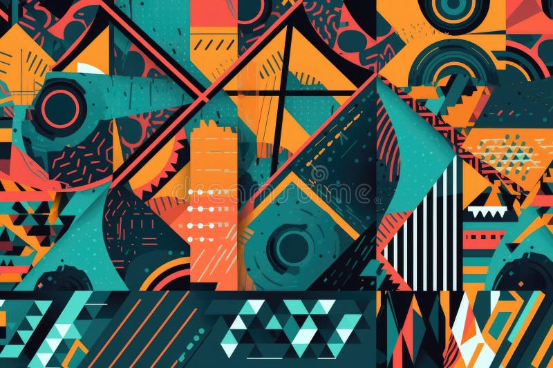 Abstract Design with Repeating Patterns of Geometric Shapes Stock ...