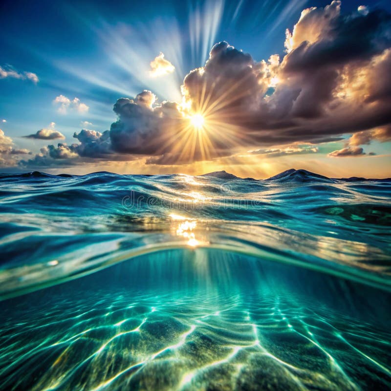 An Abstract Background of Seawater Flow Under Light Exposure Stock ...