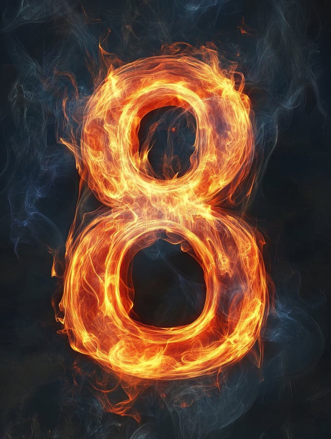 An Abstract Design Set Against a Dark Backdrop Showcases a Fiery Eight ...