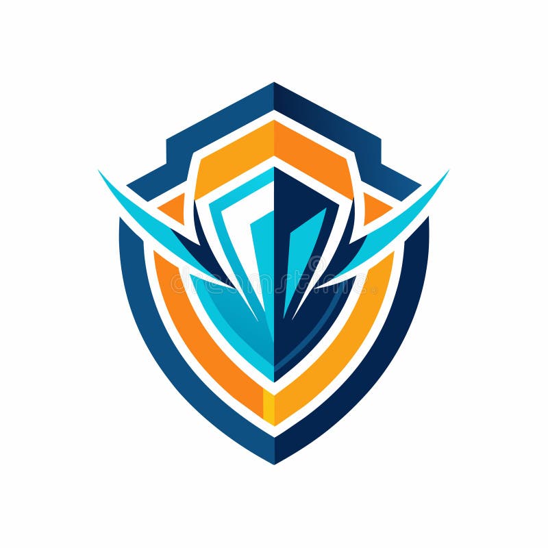 An Abstract Design of a Shield with Blue, Orange, and White Elements ...