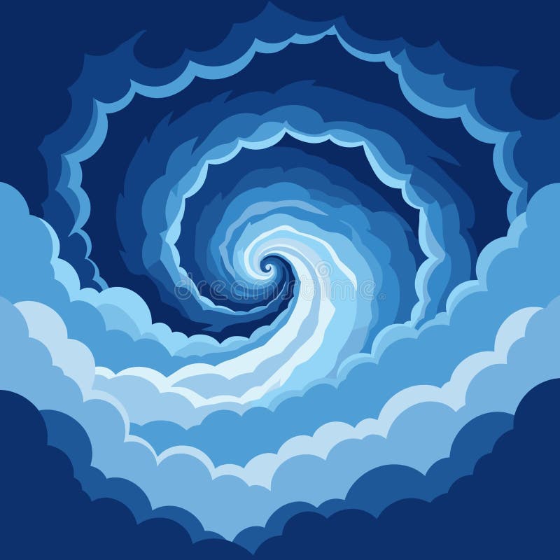 Blue Sky Cyclone Vortex Clouds Storm Abstract Design Stock Illustration ...