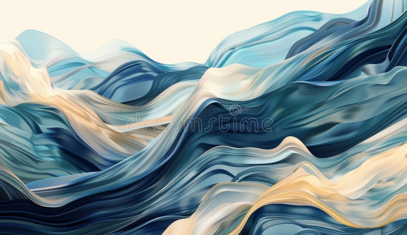 Abstract Design Showcasing Fluid, Wavy Elements in Various Shades of ...