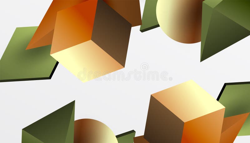 Abstract Design Showcasing Isometric Cubes, Pyramids, Squares, and ...