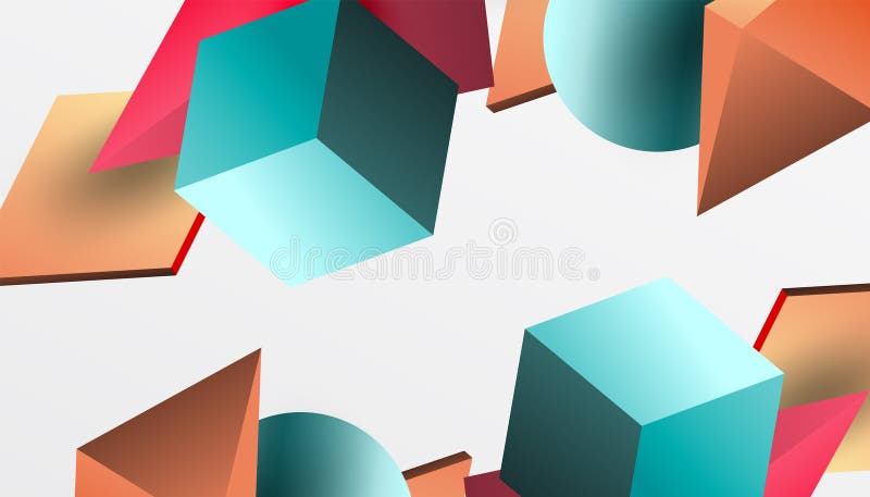 Abstract Design Showcasing Isometric Cubes, Pyramids, Squares, and ...