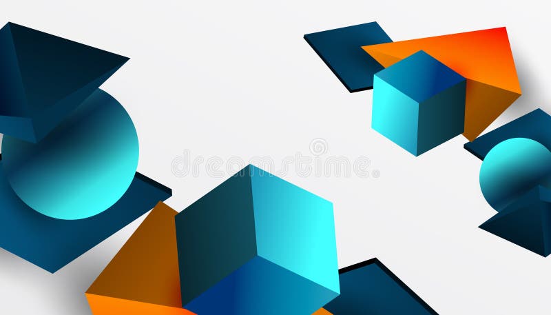 Abstract Design Showcasing Isometric Cubes, Pyramids, Squares, and ...