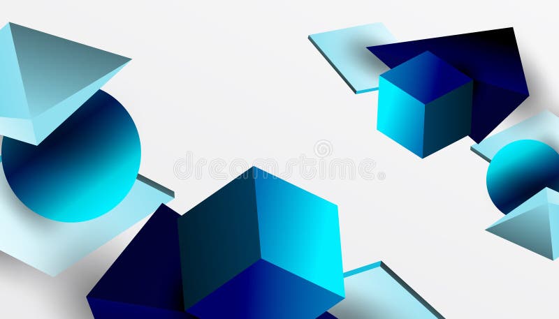 Abstract Design Showcasing Isometric Cubes, Pyramids, Squares, and ...