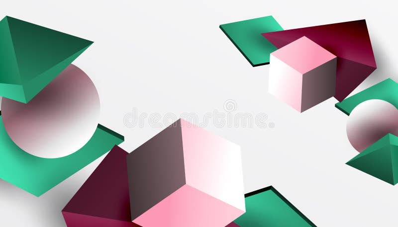 Abstract Design Showcasing Isometric Cubes, Pyramids, Squares, and ...