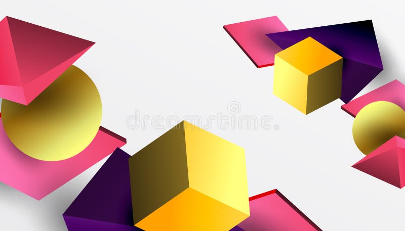 Abstract Design Showcasing Isometric Cubes, Pyramids, Squares, and ...