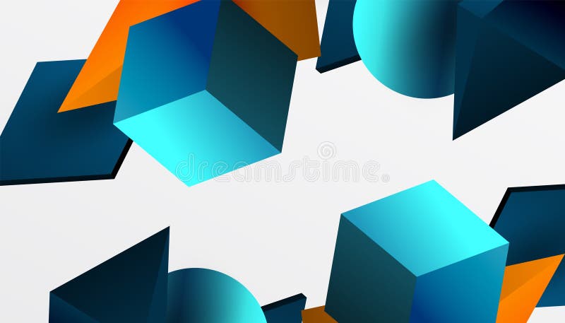 Abstract Design Showcasing Isometric Cubes, Pyramids, Squares, and ...