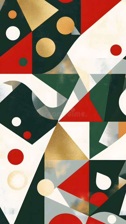Stylish Festive Geometric Pattern Featuring Red, Green, Gold, and White ...