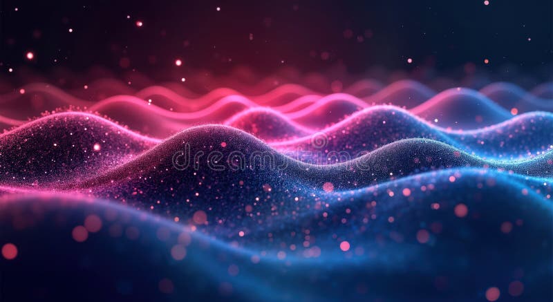 Abstract Design Shows Digital Wave Patterns. Pink, Blue Colors ...