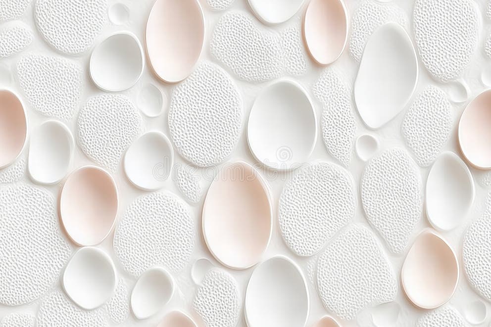 Abstract Design with Soft Relief Shapes in White and Pale Pink Tiled ...
