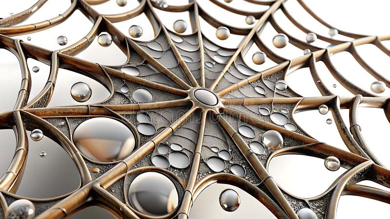 Detailed Abstract Metallic Spider Web Intricate Pattern Design Png ...