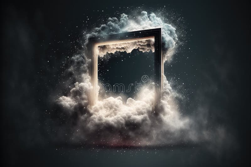 Abstract Design of Square Shape Clouds with Dying Colorful Particles ...