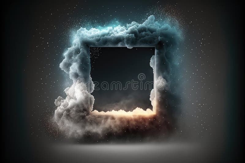 Abstract Design of Square Shape Clouds with Dying Colorful Particles ...