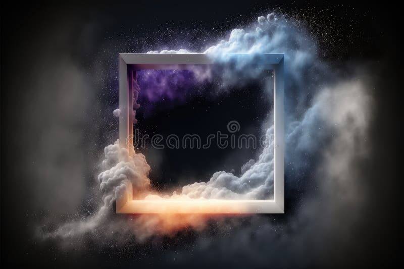 Abstract Design of Square Shape Clouds with Dying Colorful Particles ...