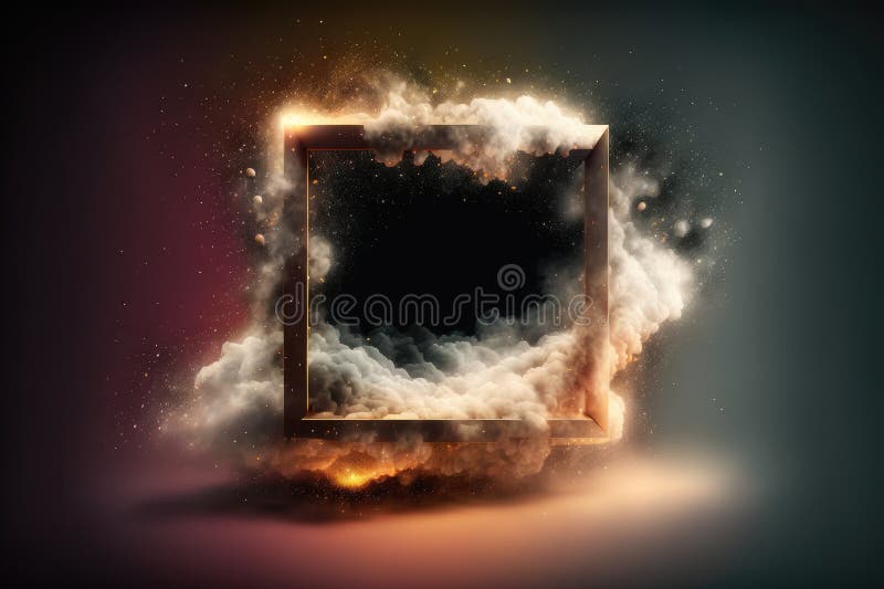 Abstract Design of Square Shape Clouds with Dying Colorful Particles ...