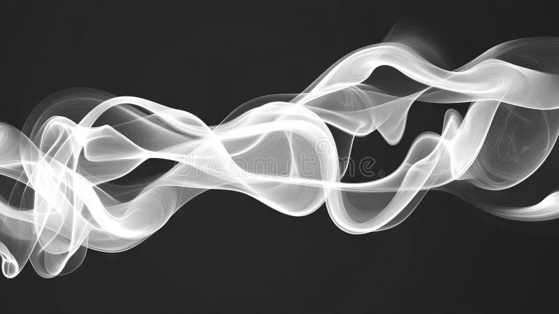 An Abstract Design of Swirling White Smoke on a Black Background with ...