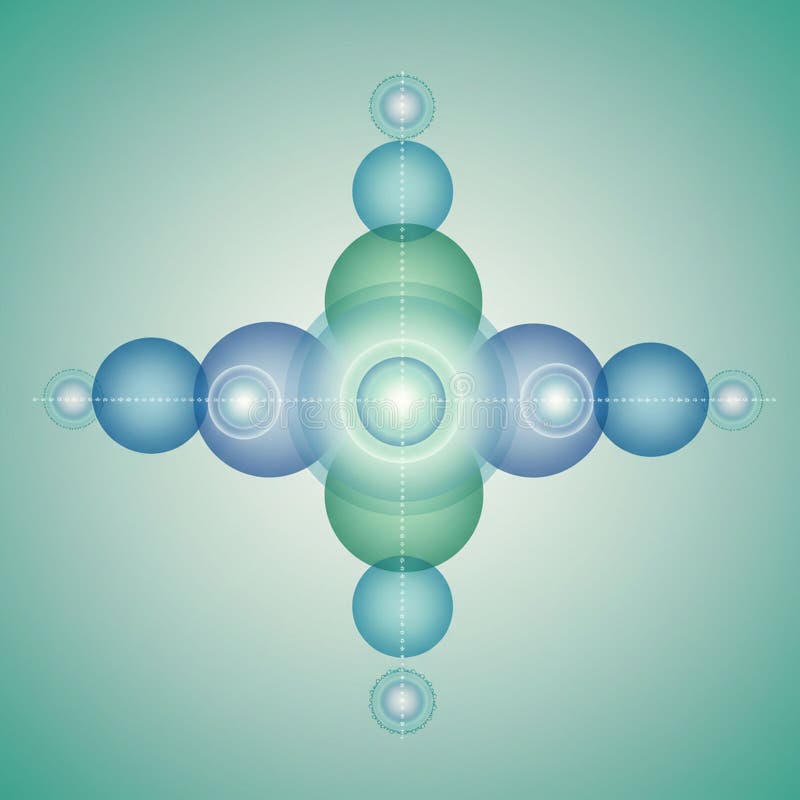 Abstract Design with Symmetrical Arrangement of Translucent Blue and ...