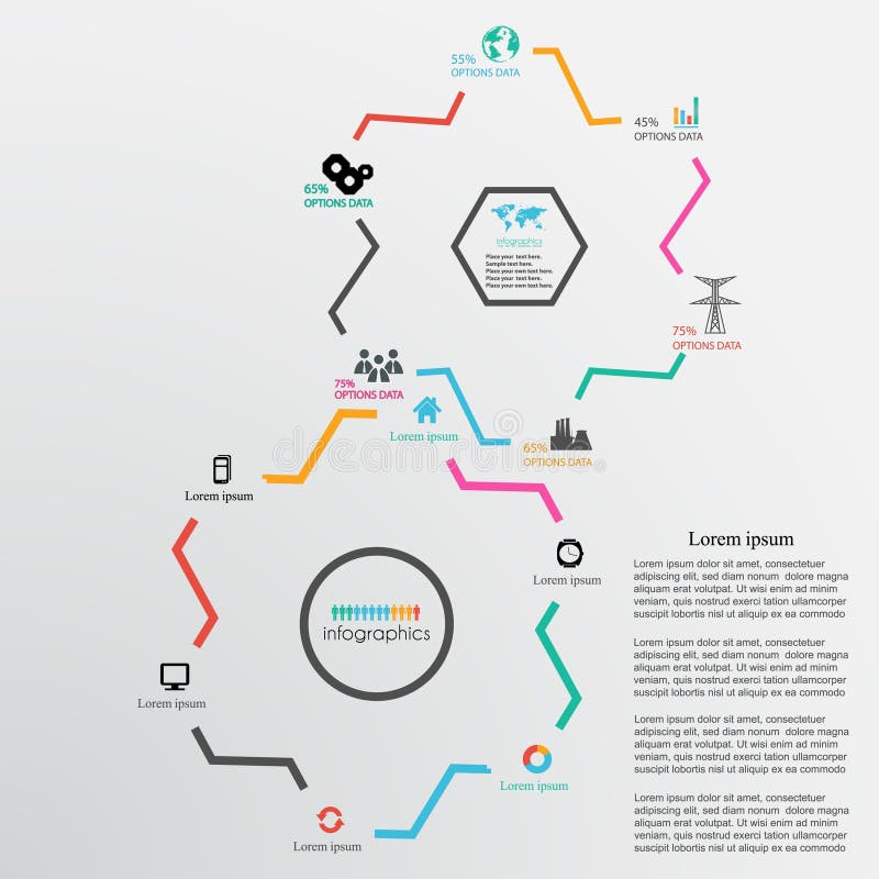 Abstract Design Template Background with Gear Wheels and Infographics ...
