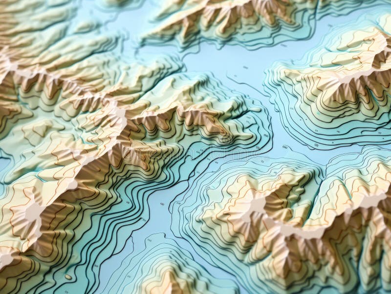 Abstract Design of a Topographic Map Using Browns, Greens and Blues ...