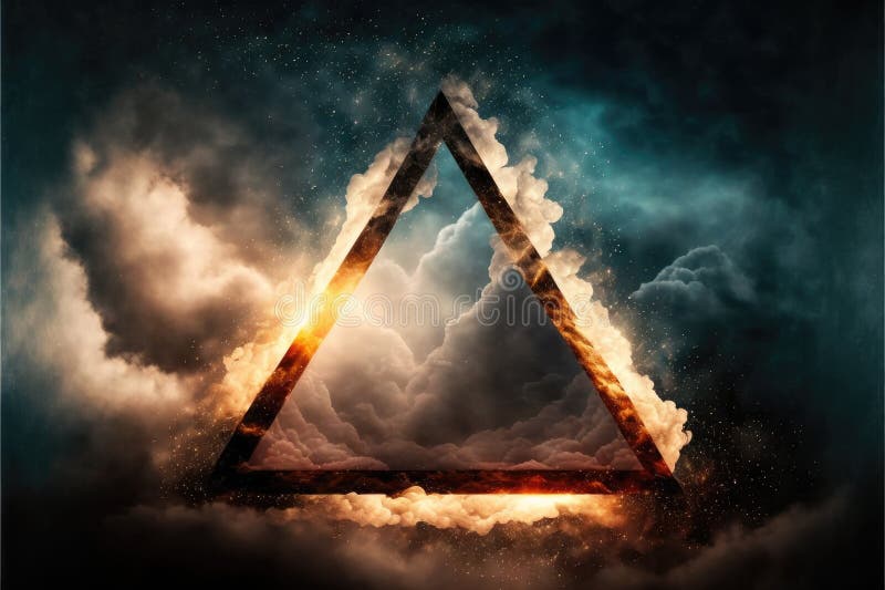 Abstract Design of Triangle Shape Cloud with Dying Colorful Particles ...