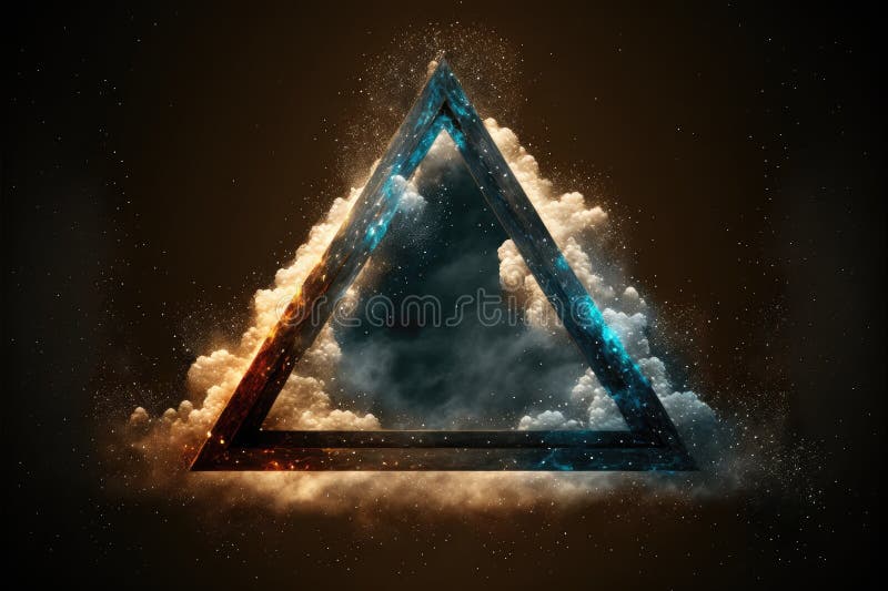 Abstract Design of Triangle Shape Cloud with Dying Colorful Particles ...
