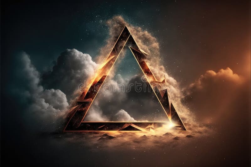Abstract Design of Triangle Shape Cloud with Dying Colorful Particles ...