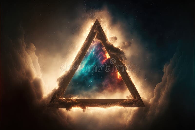 Abstract Design of Triangle Shape Cloud with Dying Colorful Particles ...