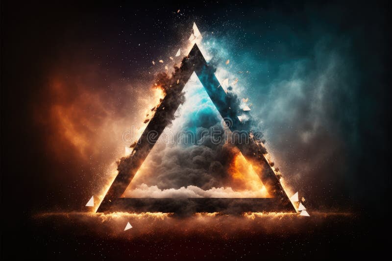 Abstract Design of Triangle Shape Cloud with Dying Colorful Particles ...