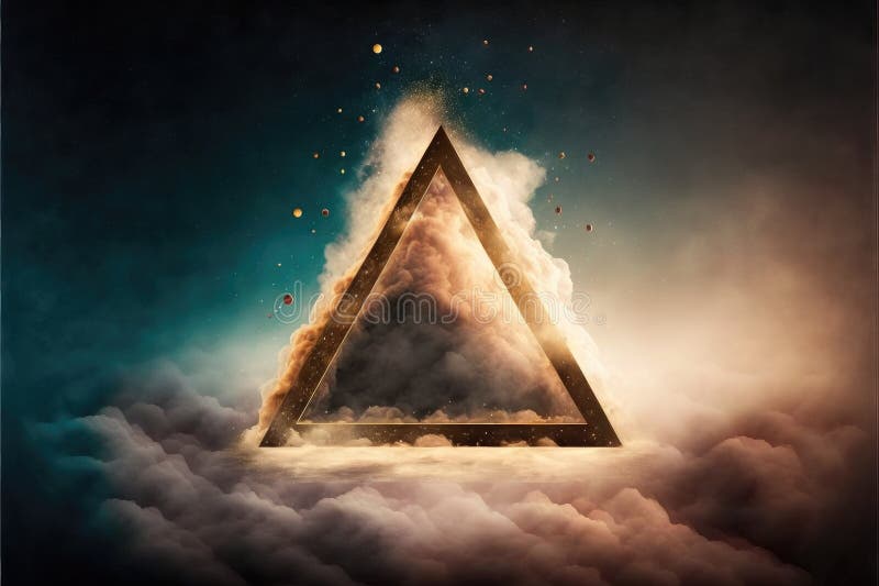Abstract Design of Triangle Shape Cloud with Dying Colorful Particles ...