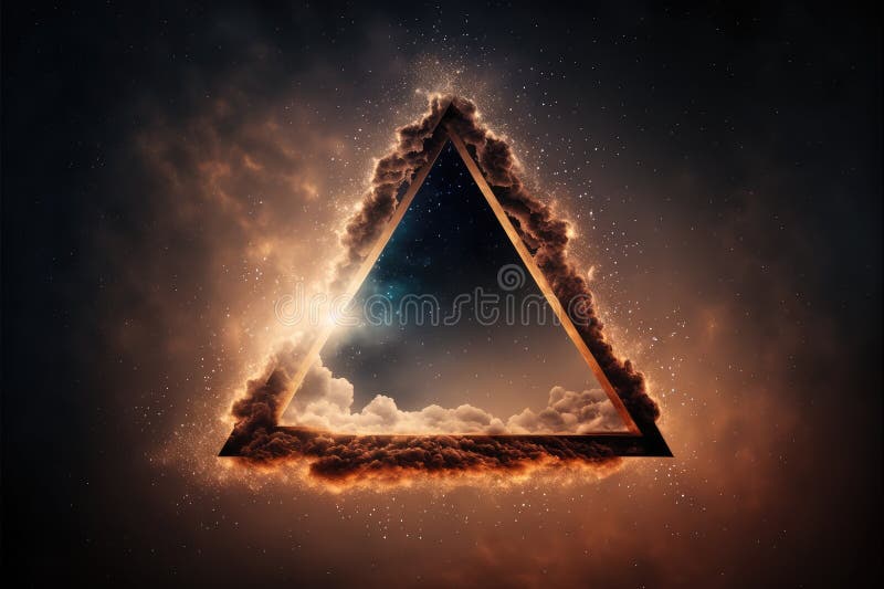 Abstract Design of Triangle Shape Cloud with Dying Colorful Particles ...