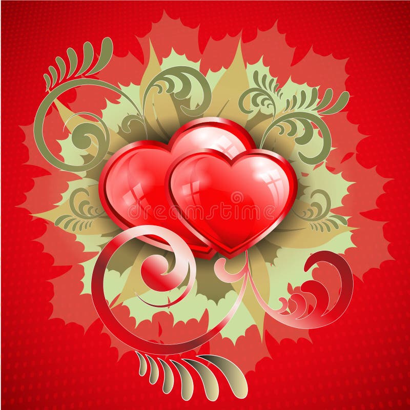 Abstract Design with Two Hearts Stock Vector - Illustration of heart ...