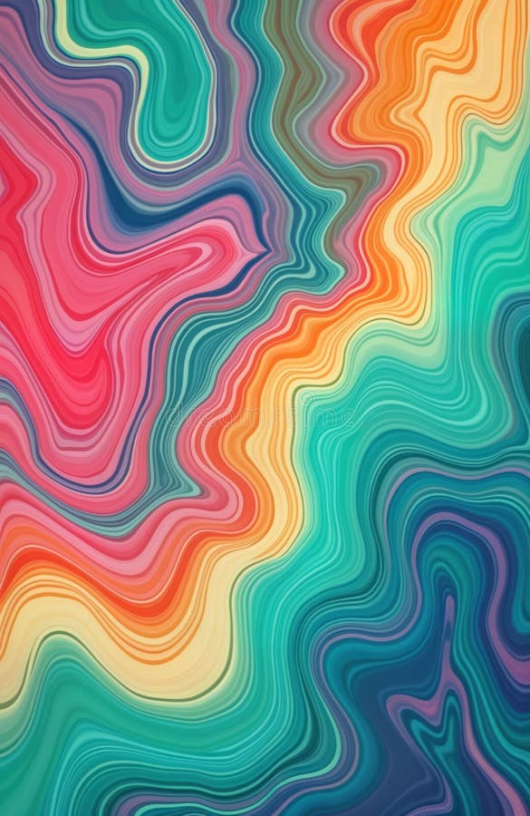 Abstract Design with Vibrant Color Swirls. Liquid Paint Effect Creates ...