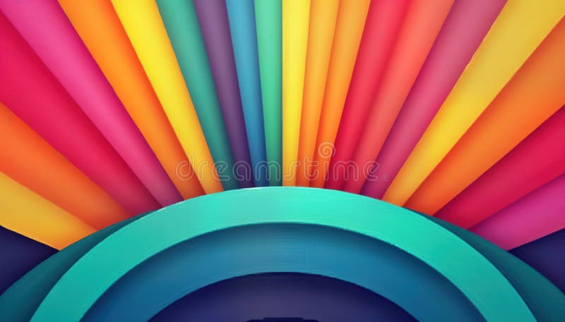 Abstract Design with Vibrant Colours. Rainbow Colours Radiate Outwards ...