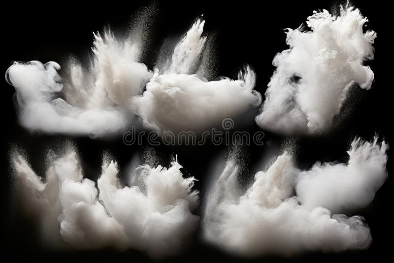 Abstract Design of White Powder Cloud Against Black Stock Illustration ...