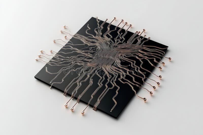 Abstract Design with Wires and Connectors on a Black Background for ...