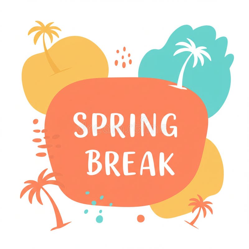 Abstract Design with the Words "SPRING BREAK" in White on an Orange ...