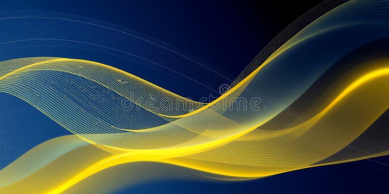 Abstract Design with Yellow Waves on a Dark Blue Background Stock ...