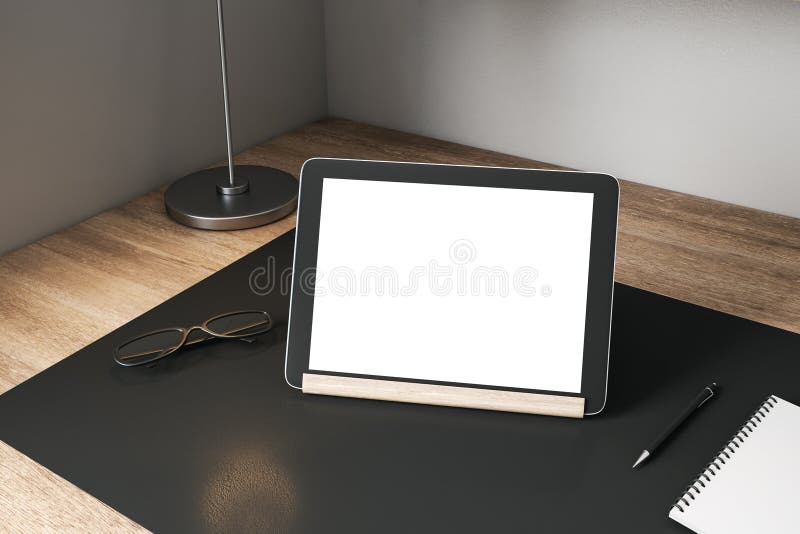 Abstract Designer Desktop with Empty Tablet Stock Illustration ...