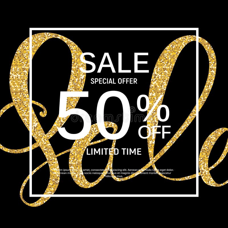 Abstract Designs Sale Banner Template with Frame. Vector Illustr Stock ...