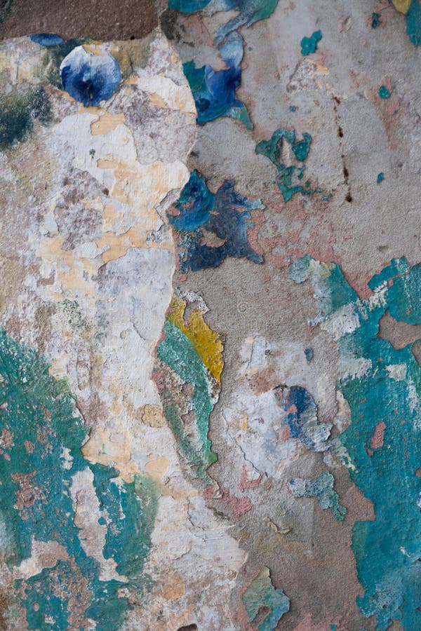 Abstract, Detail, Pattern of a Section of Multi-colored Peeling Paint ...