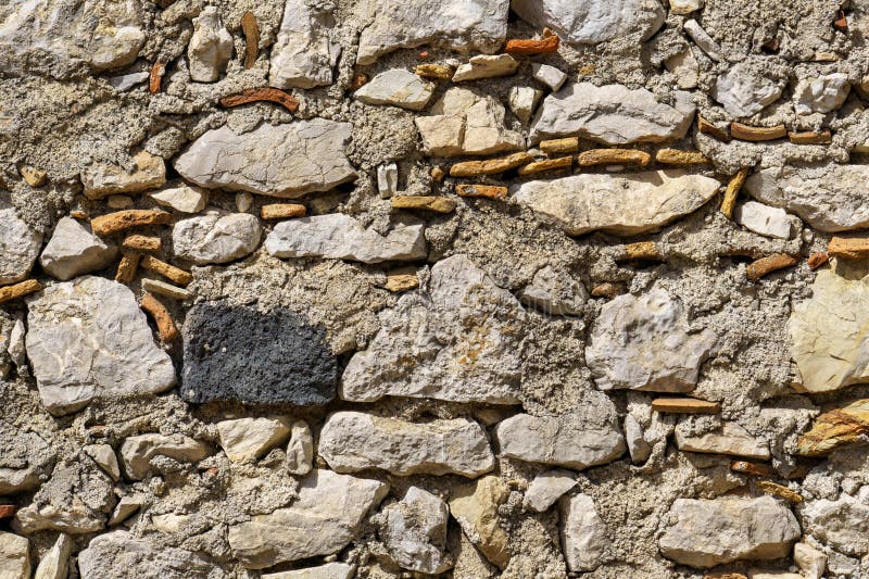 Abstract Detail of a Stonewall Pattern with Different Kind of Stones ...