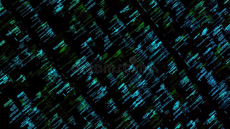 Abstract Details Of Computer Language Lines Flowing On Black Background Seamless Loop