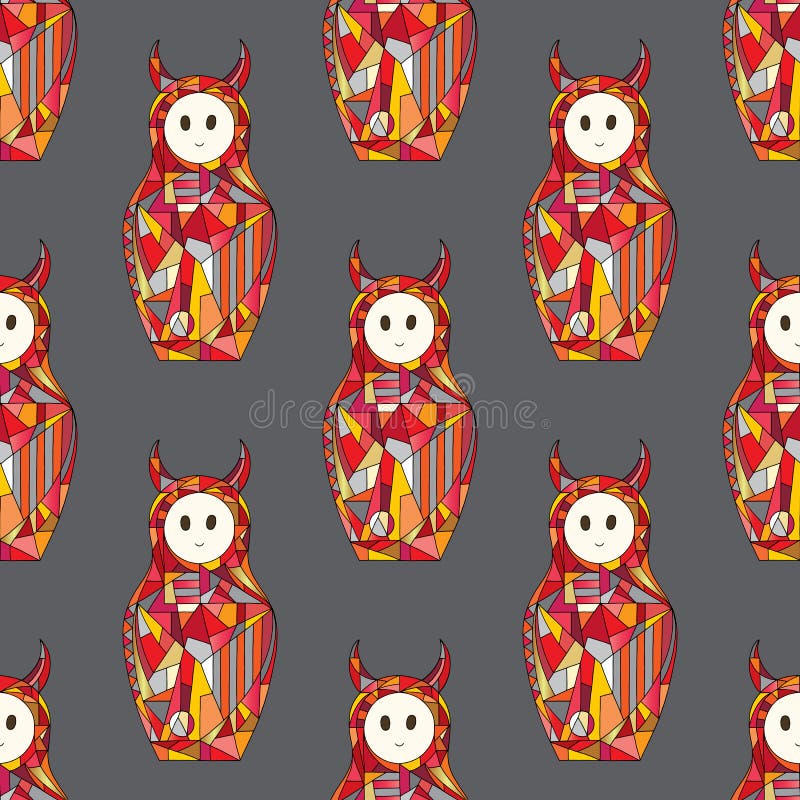 Abstract Devil Girls Vector Seamless Pattern. Fantasy Characters ...